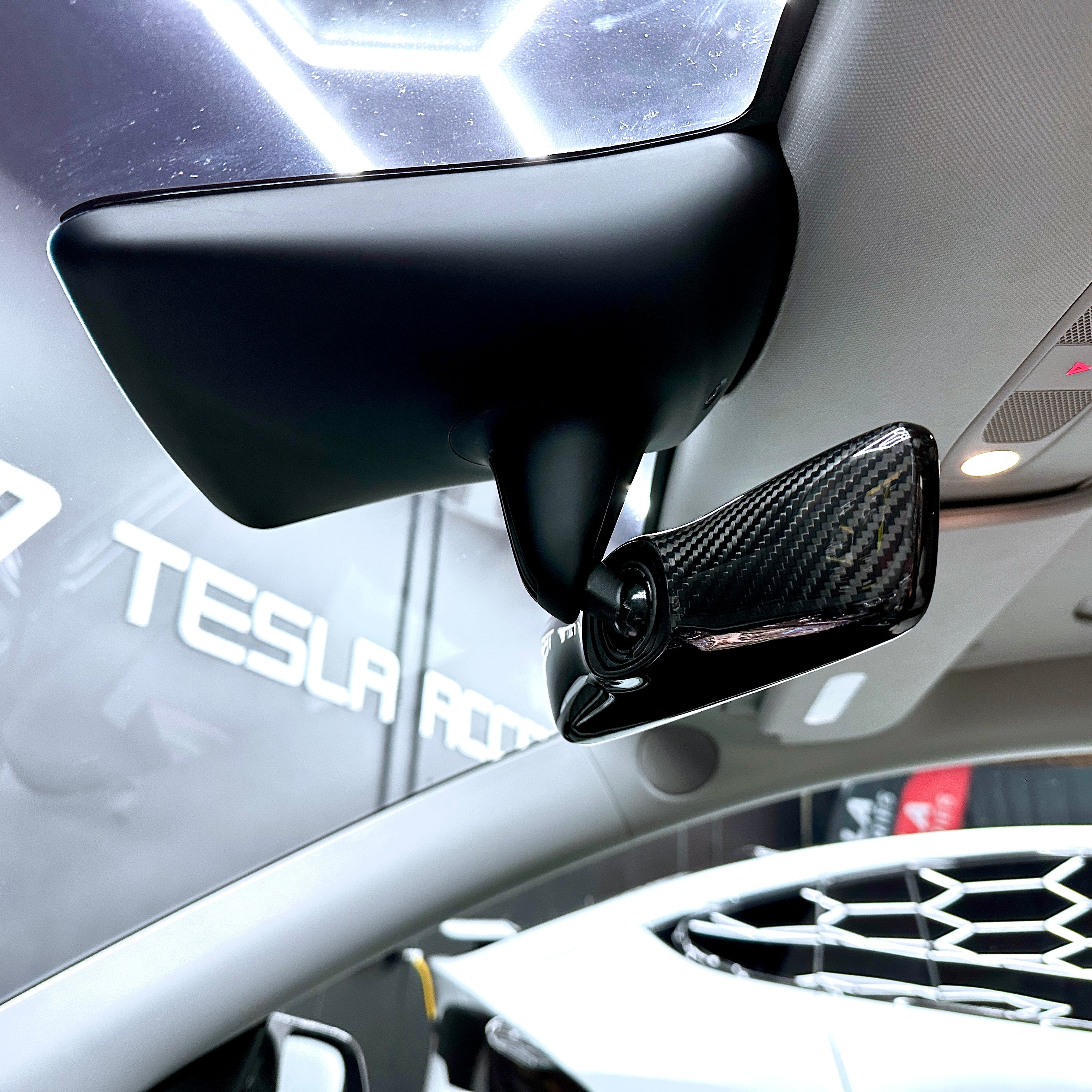 2017+ | Model 3 & Y Rearview Mirror Backside Overlay - Real Molded Car ...