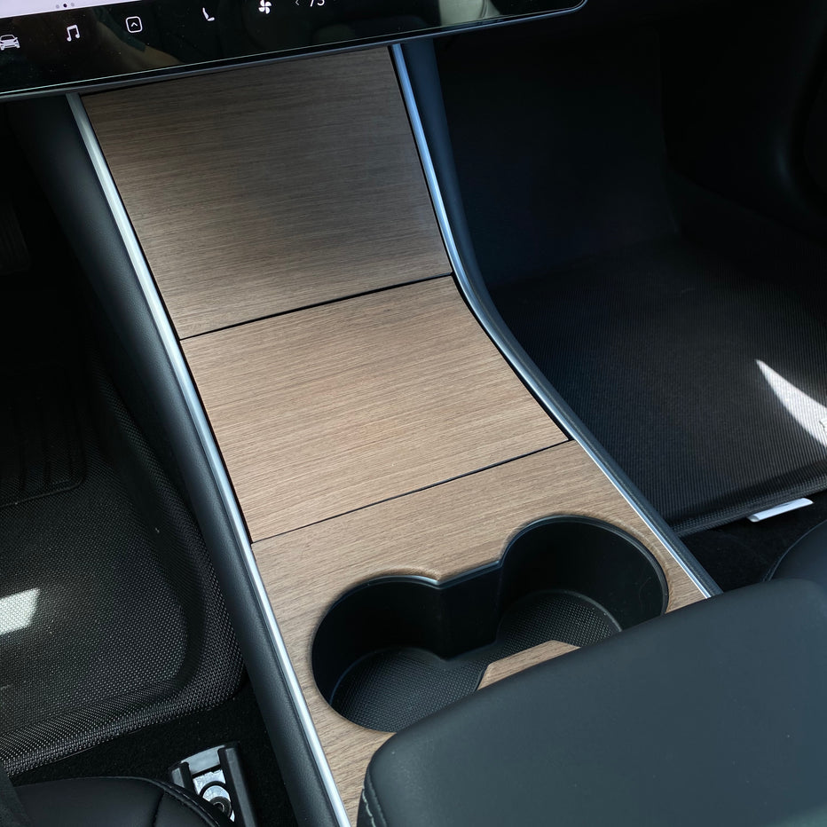 Model 3 & Y Center Console Overlays (Gen. 1) - Real Open-Pore Wood Ven ...