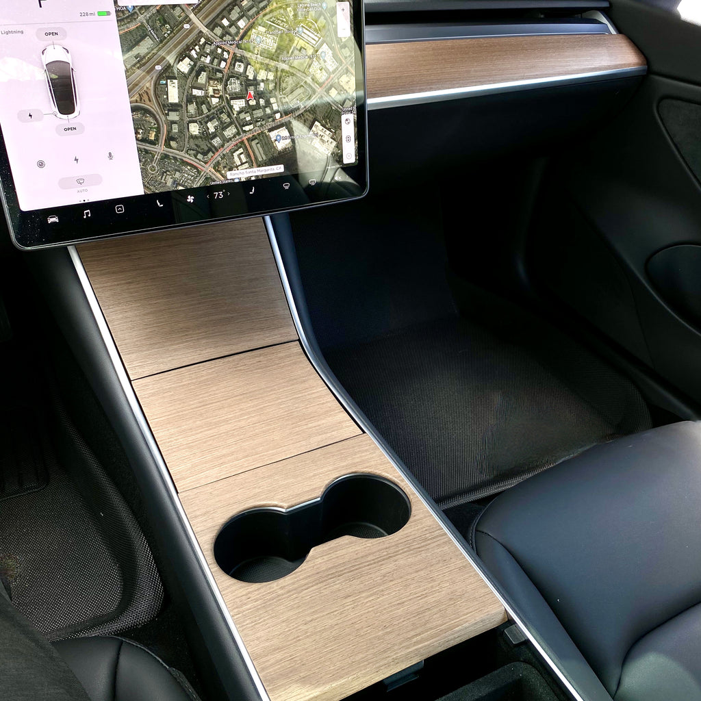 Model 3 & Y Center Console Overlays (Gen. 1) - Real Open-Pore Wood Ven ...