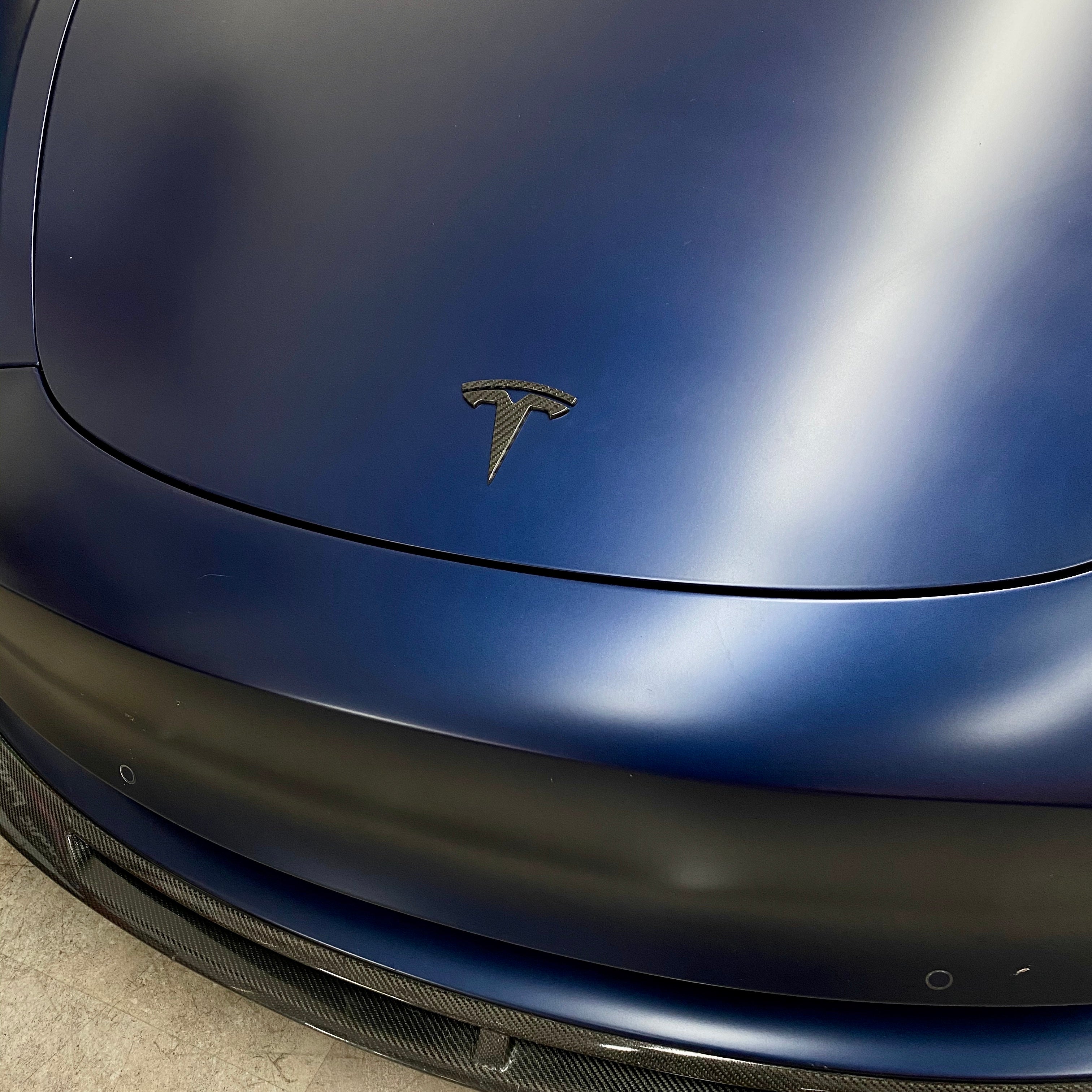 Model Y T Logo Overlay (4 Pieces) Front & Rear - Real Molded Carbon Fi ...