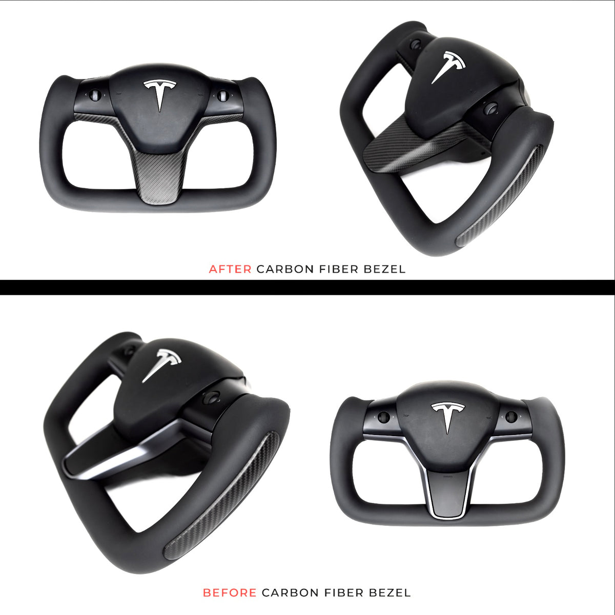 Model 3 & Y Rounded Base Heated Yoke Steering Wheel - Real Molded Carb ...