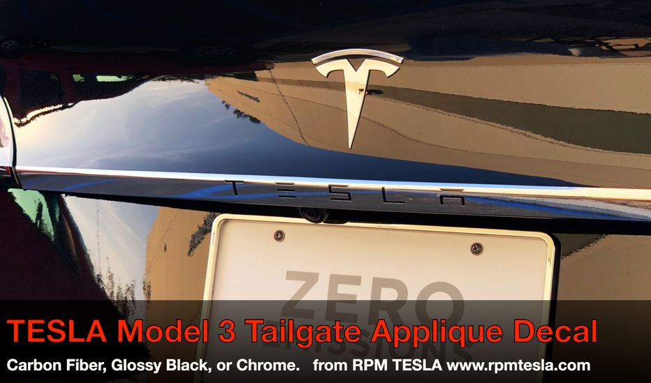 Model 3 Tailgate Applique' Vinyl Strip Accent – RPM TESLA Aftermarket ...