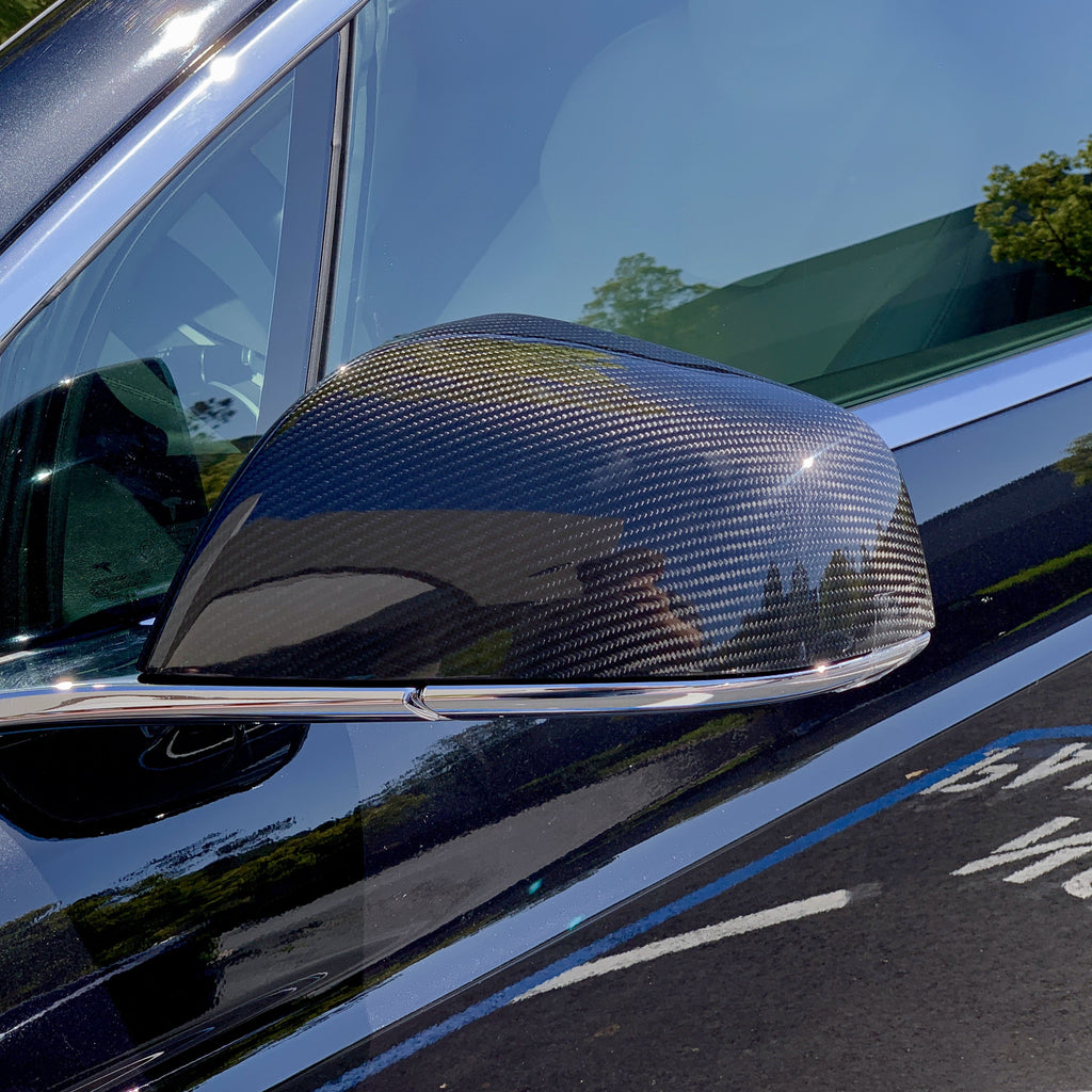 Model X Side View Mirror Overlay Cap Covers (1 Pair) - Real Dry Molded ...